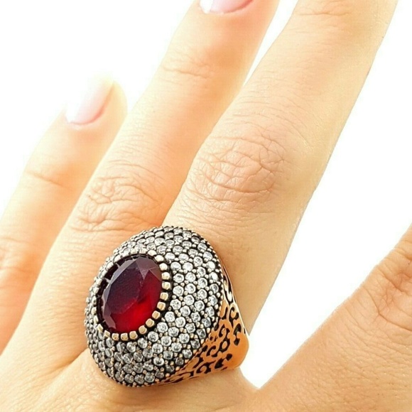 .925 HANDMADE TURKISH EMERALD/RUBY RING sz8 | Jewelry | 925 Handmade ...